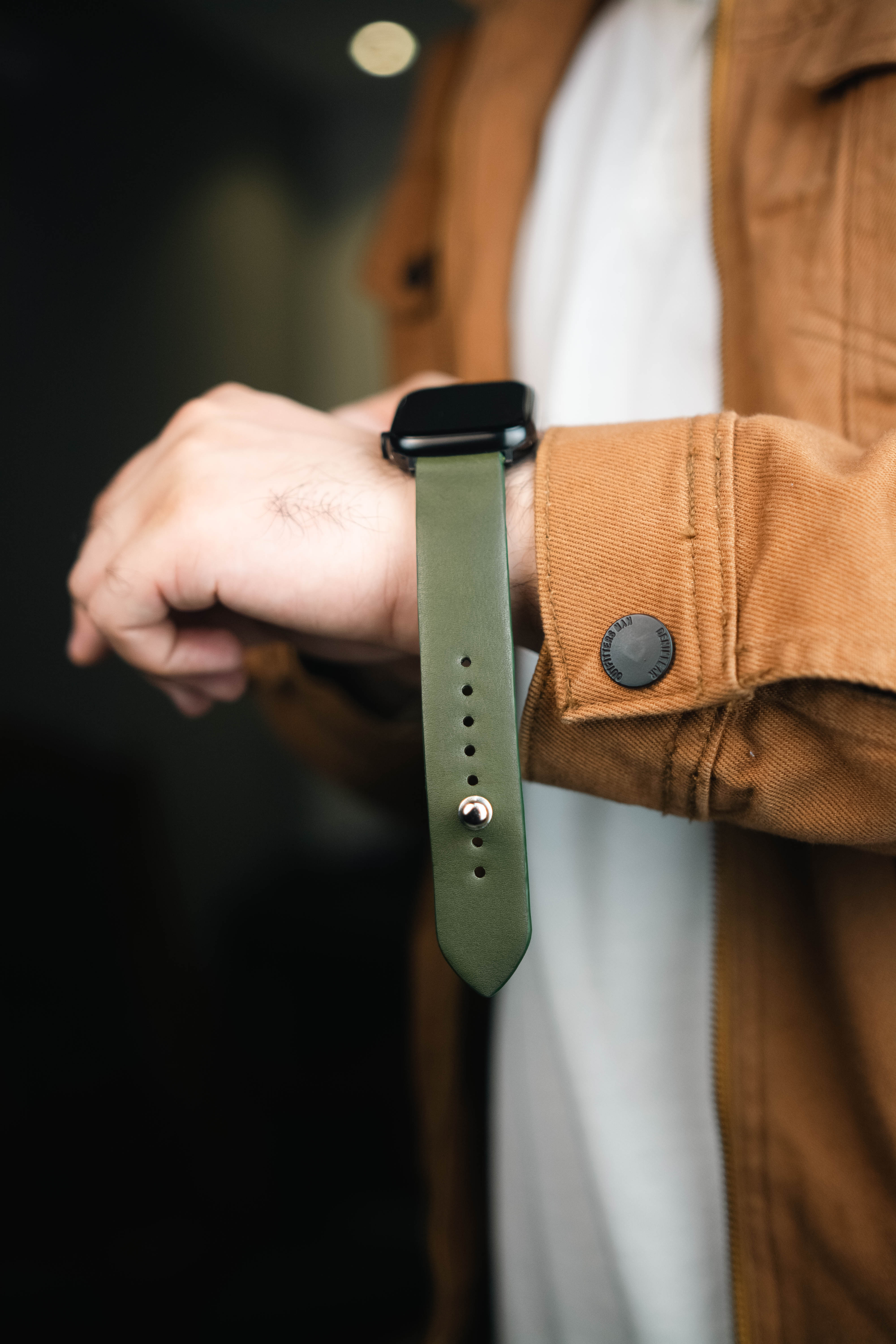 Olive Green Apple Watch Strap - Leather Strap – Waji's - Leather ...