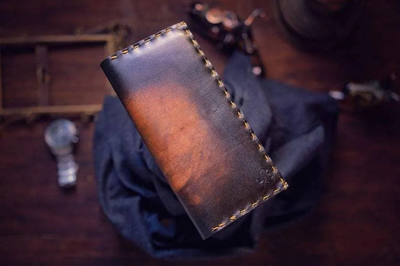 The Jules - Hand-Dyed Patina Leather Long Wallet – Waji's - Leather ...