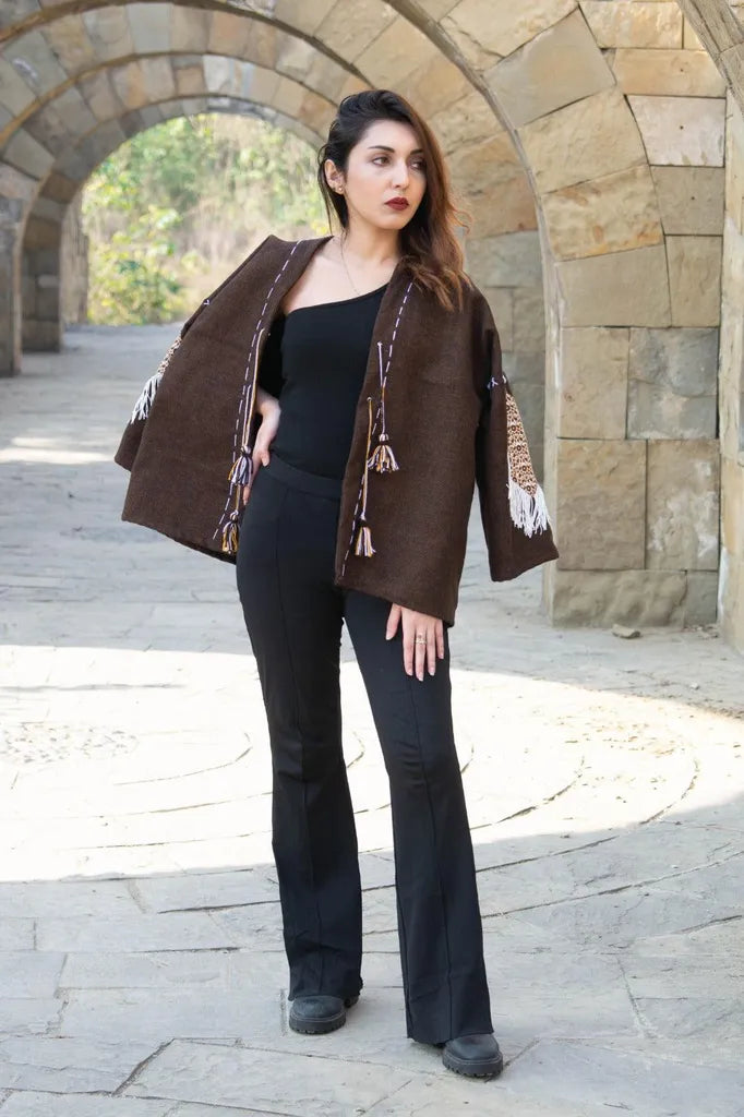 Brown | Handmade Premium Cardigan | Winter Wrap – Waji's - Leather ...